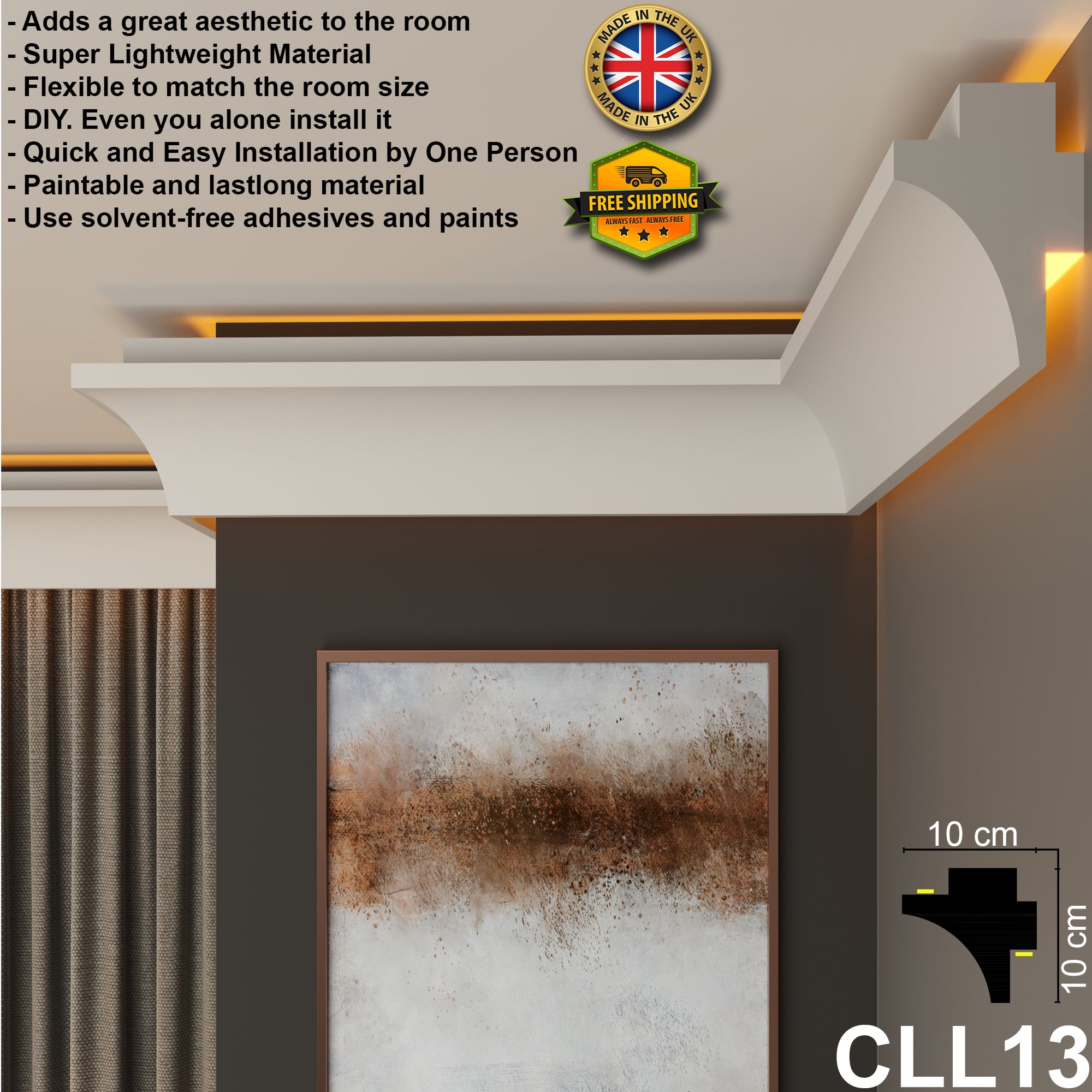 Led Coving Cornice Moulding Ceiling Decoration CLL13 | DeconilUk