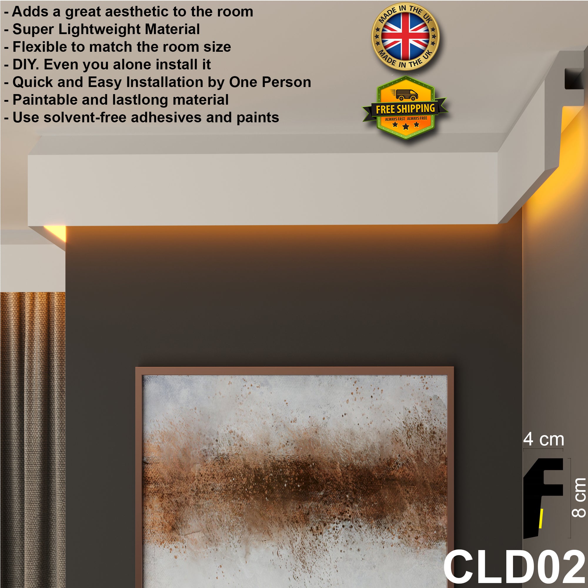 Led Coving Cornice Moulding Ceiling Decoration CLD02 | DeconilUk