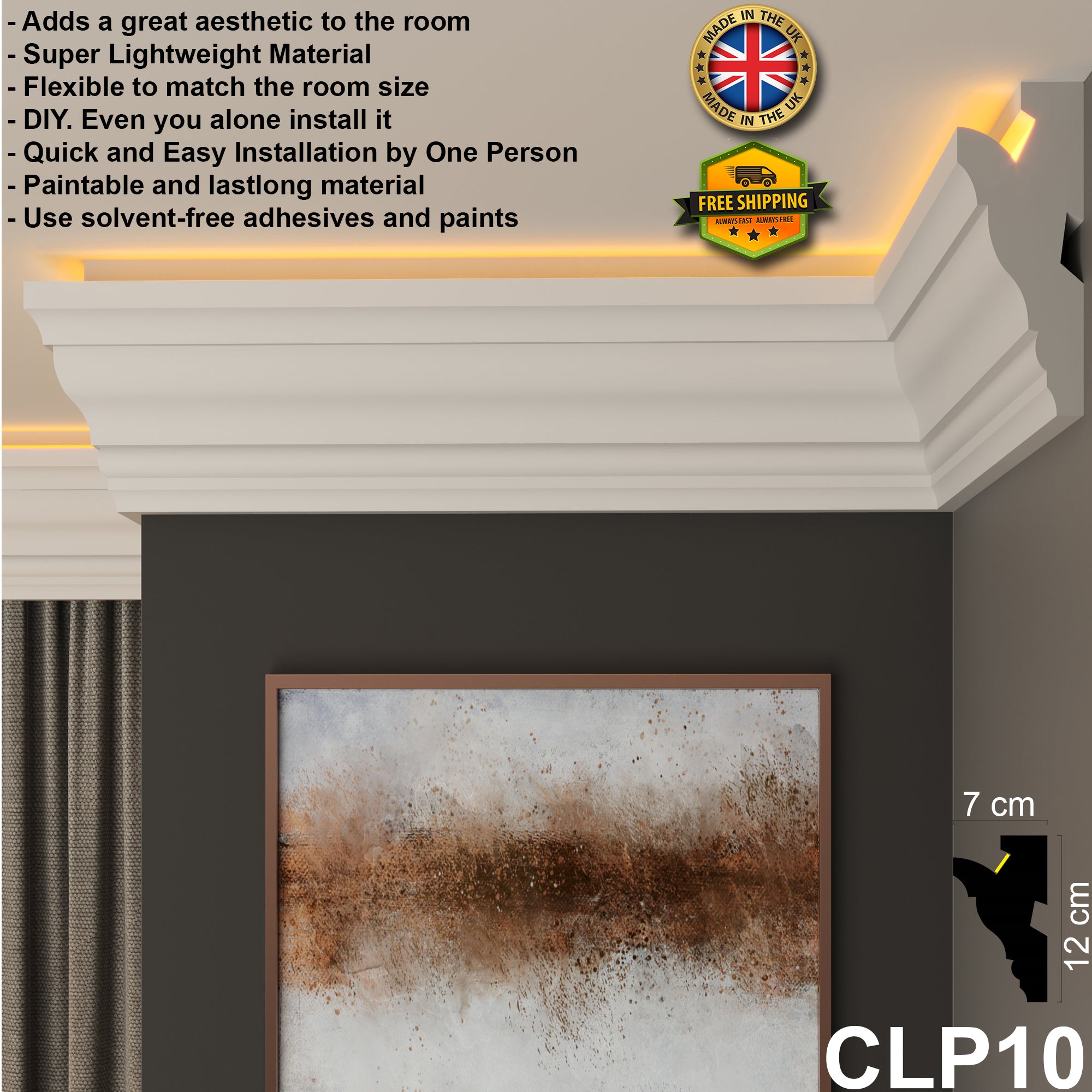 Led Coving Cornice Moulding Ceiling Decoration CLP10 | Fast Decor