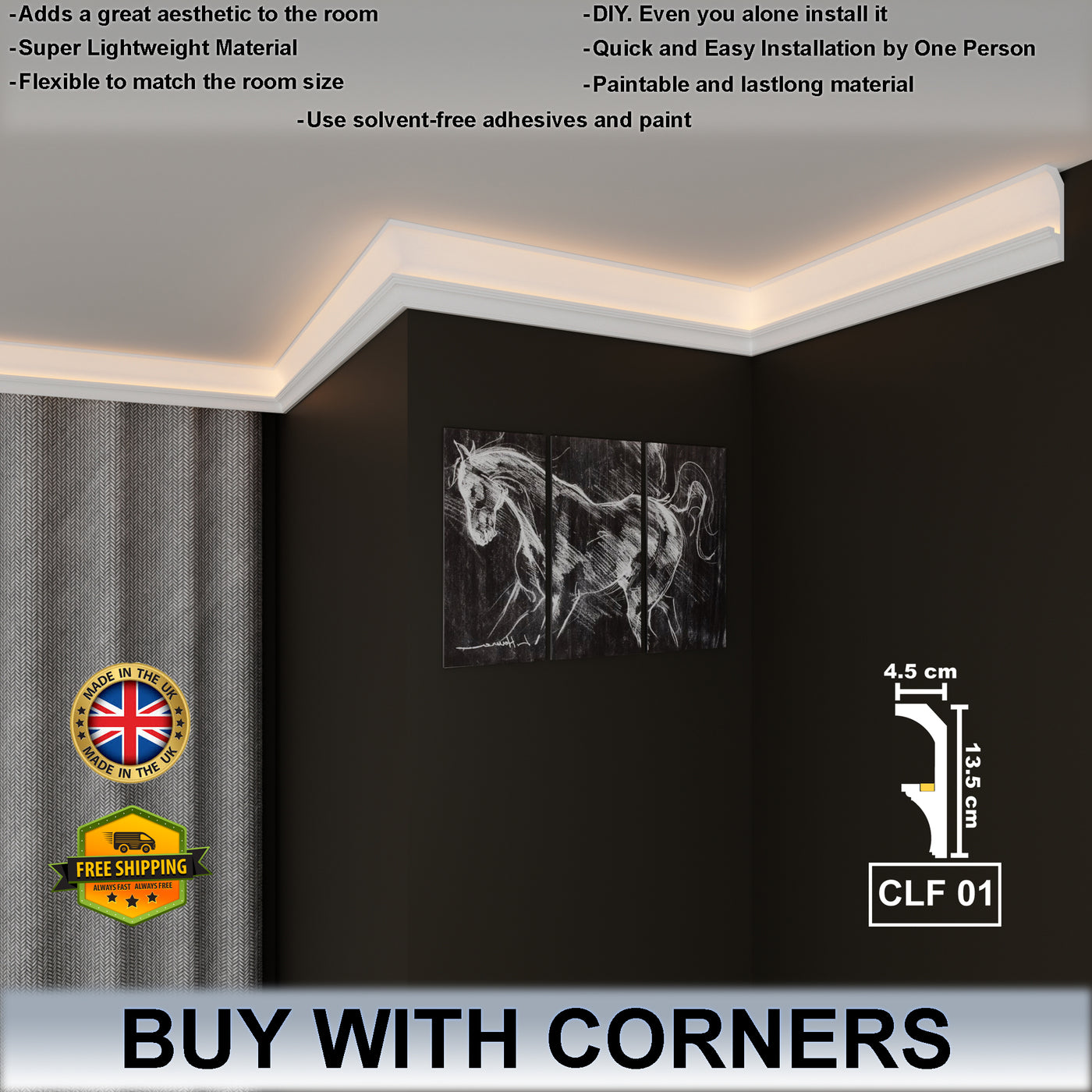 Led Coving Cornice Moulding Ceiling Decoration CLF01 | DeconilUk