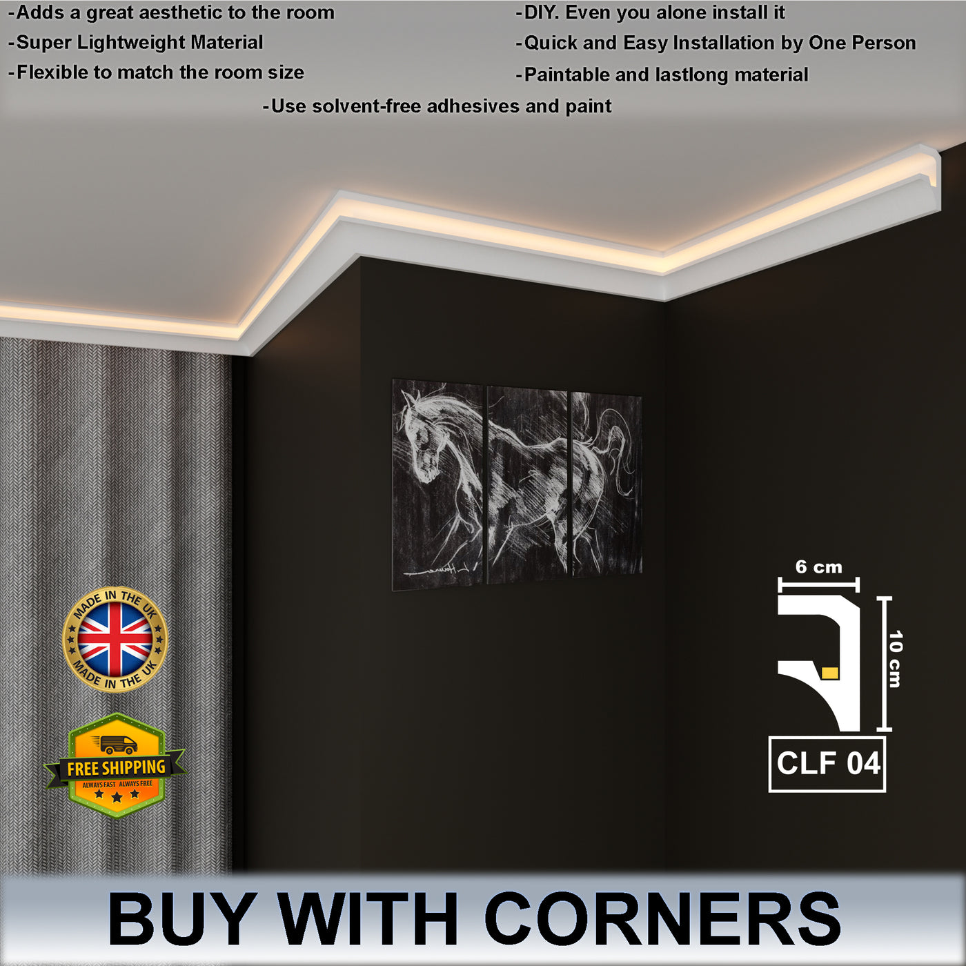Led Coving Cornice Moulding Ceiling Decoration CLF04 | Fast Decor