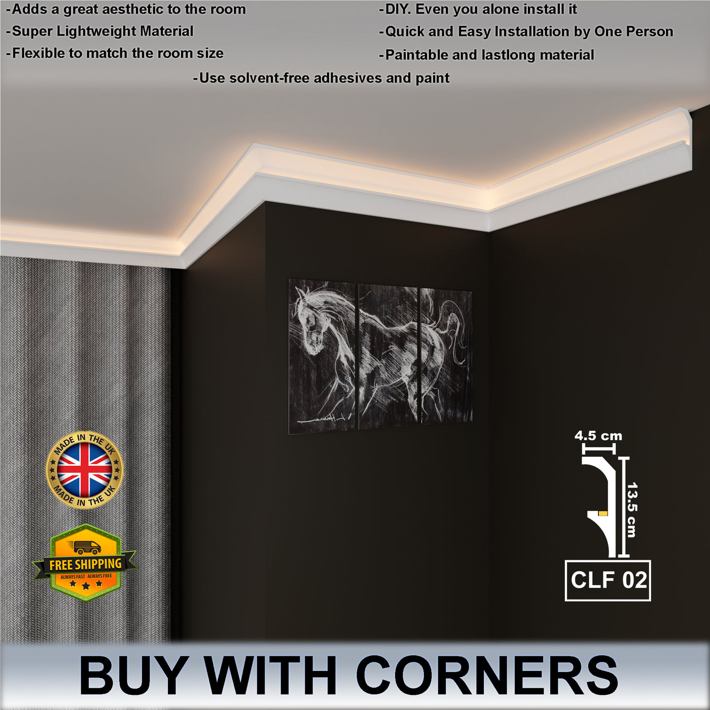 Led Coving Cornice Moulding Ceiling Decoration CLF02 | Fast Decor